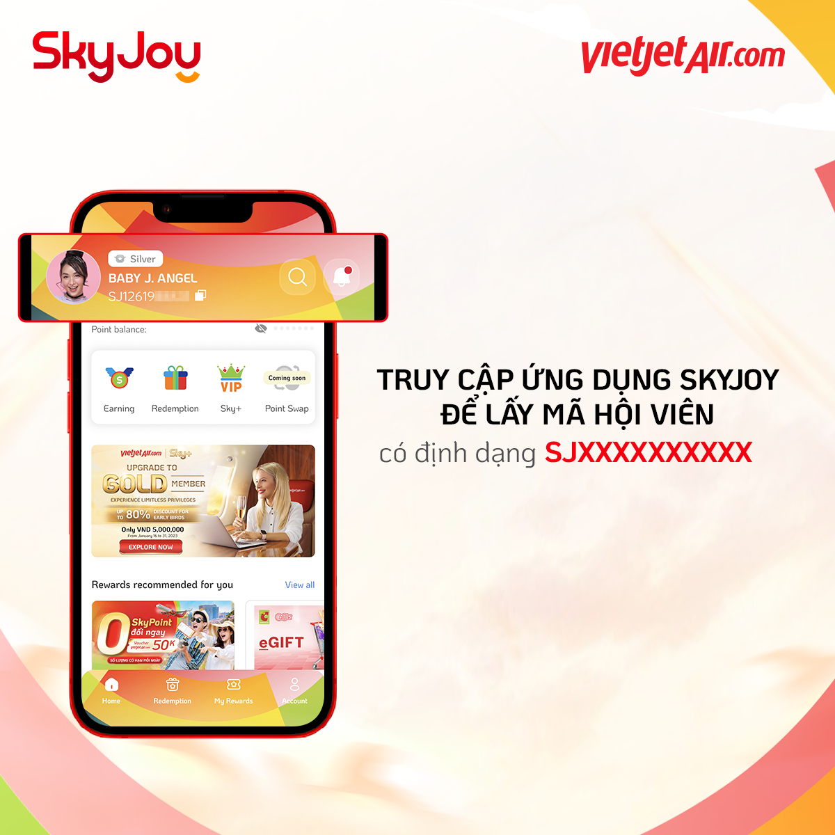 BAY CÙNG VIETJET, NHẬP ĐÚNG MÃ HỘI VIÊN SKYJOY – ĐIỂM TING TING VỀ APP - SkyJoy