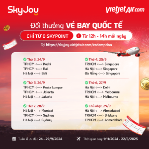 ĐỔI THƯỞNG VÉ MÁY BAY QUỐC TẾ CHỈ TỪ 0 SKYPOINT - SkyJoy
